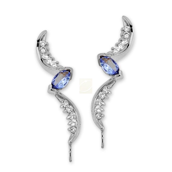 Tanzanite Diamond Ear Pin Earrings