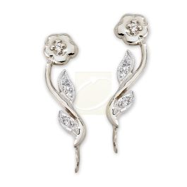 Diamond Ear Pin Earrings in Silver